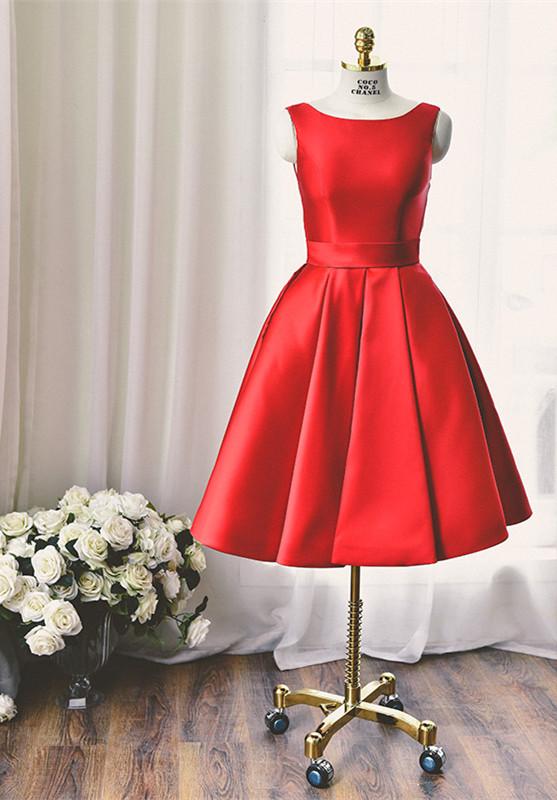 High Quality Bateau Red Short Homecoming Dress Bowknot-324749 – DorrisDress