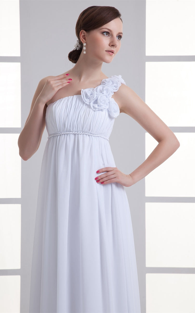 Chiffon Floral Floor-Length Empire One-Shoulder Long Dress-GC_708064 ...